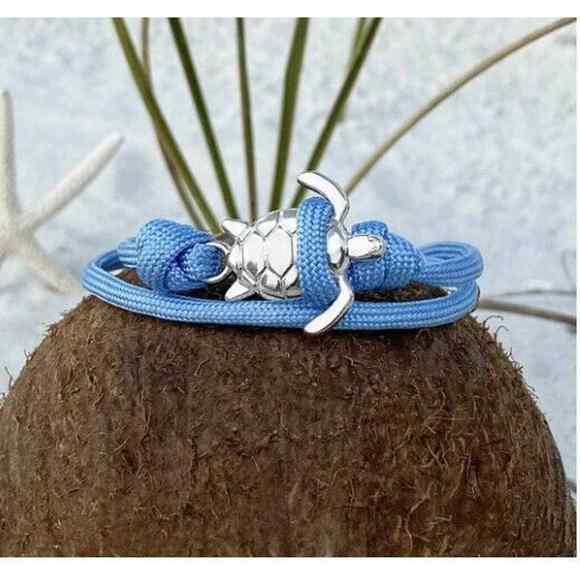 Beachware | Jewelry | Beach Wear Accessory Blue Rope Silver Sea Turtle ...